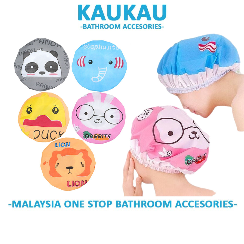 KAUKAU Cute Cartoon Shower Cap High Quality PVC Waterproof Reusable ...