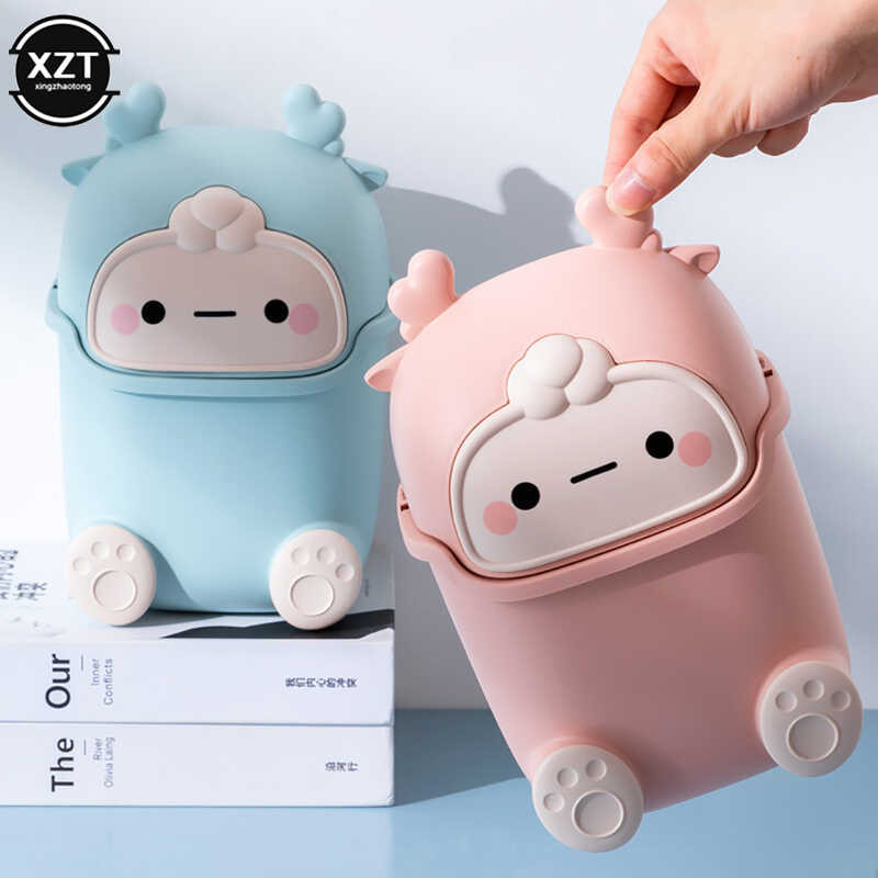 Mini Kawaii Trash Can Desktop Garbage Home Office Rubbish Bin Cartoon ...