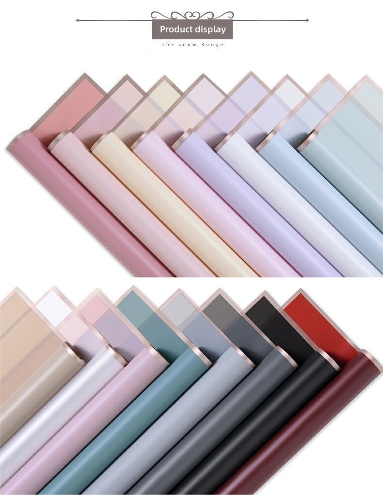 20pcs. Flower Wrapping Paper Gold Border Jelly Color Packaging Paper Matte Frosted Florist Paper ...