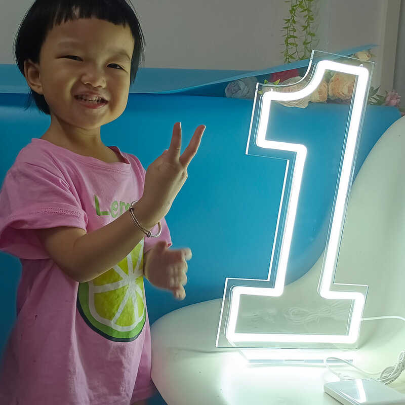 Light Large Up Neon Number 1 2 3 4 5 6 7 8 9 0 Signs For Birthday Home ...