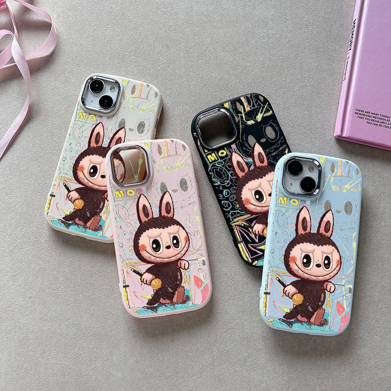 For Tecno Spark GO 2023 2024 20 20c Cool Cute Cartoon Labubu Couples Case Plating Metal Lens ...