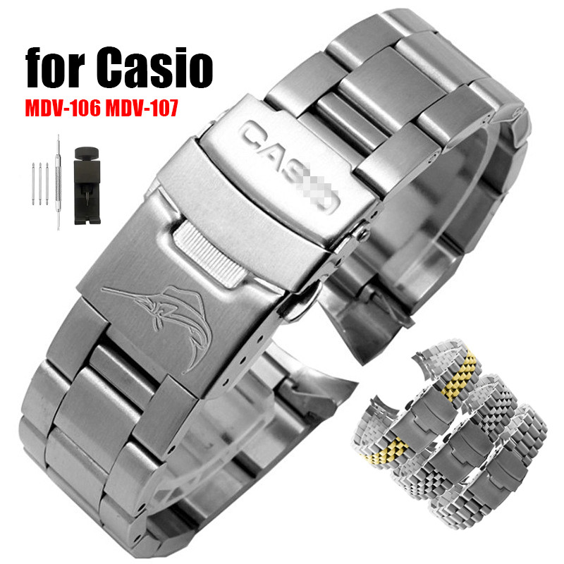 Curved End 22mm Solid Stainless Steel Watch Strap for Casio Bracelet ...