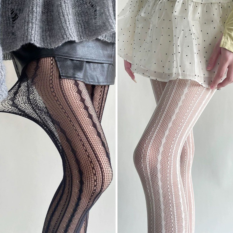Women Girls Vintage Fishnet Rattan Mesh Lace Pattern Tights Hollowed ...