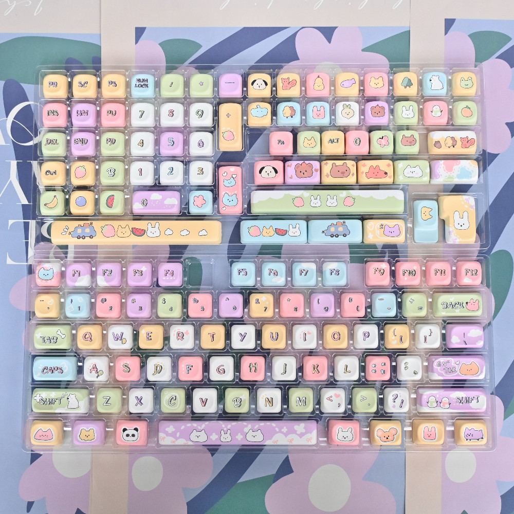PBT Keycap MOA Rainbow Candy Mechanical Keyboard 5-sided Dye ...