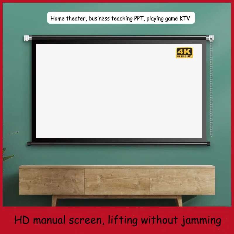 Curtain Projector Wall Type Projection Screen Polyester Fiber Manual Up ...
