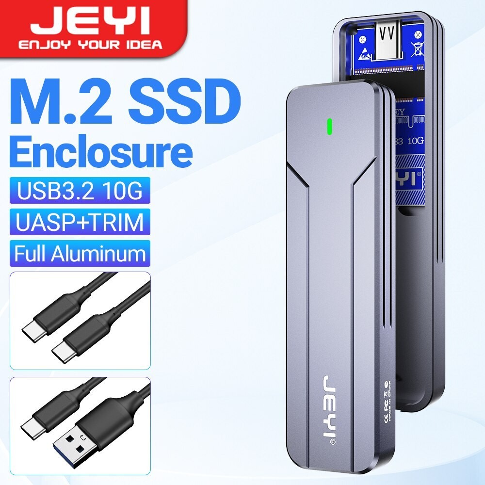 JEYI M.2 NVMe NGFF SSD Enclosure, Full Aluminum USB 3.2 Gen 2 10Gbps ...
