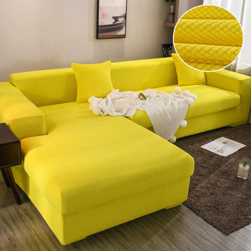Corn Kernel Solid Color Sofa Cover Full Package L-Shaped Guifei ...