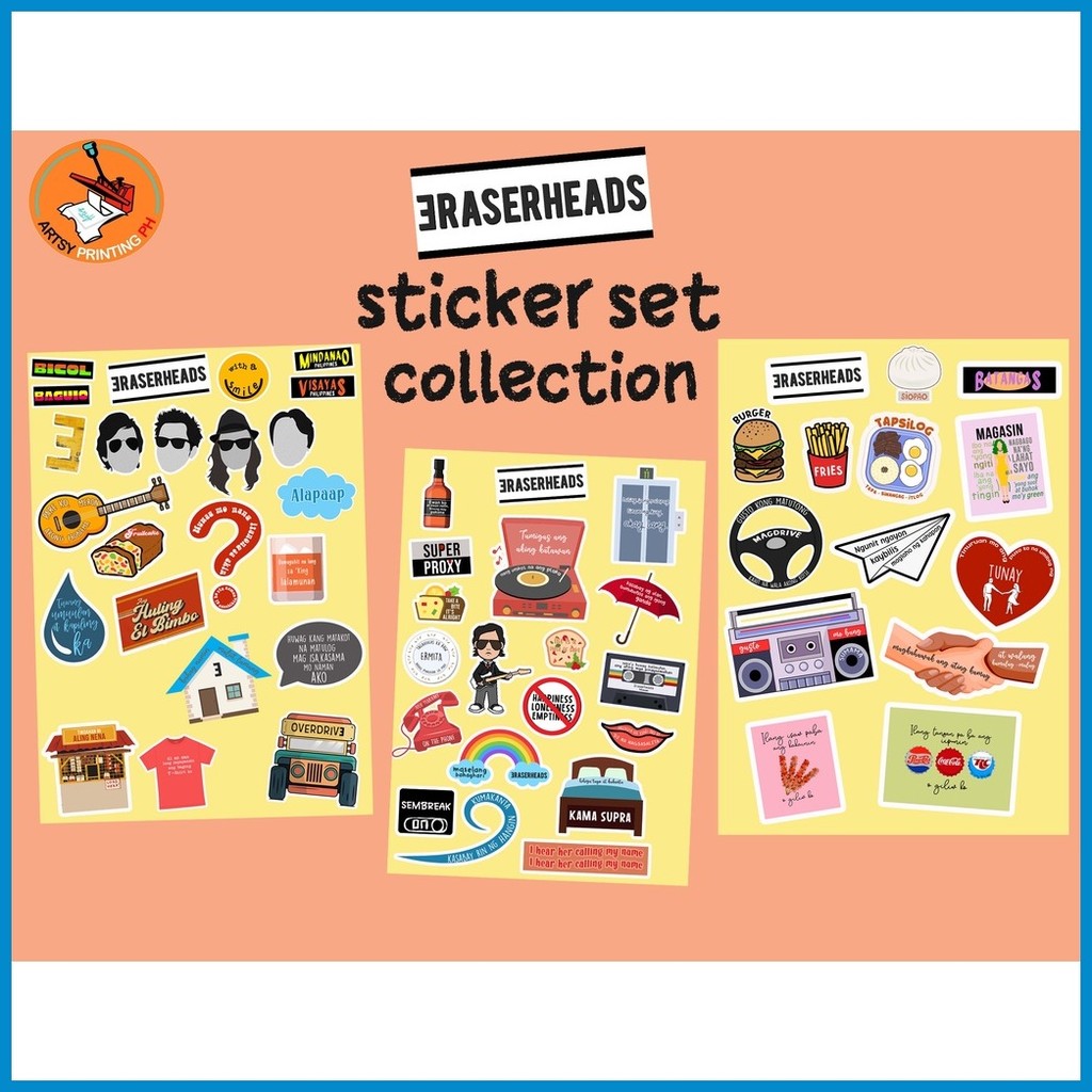 ARTSY- ERASERHEADS STICKER SET COLLECTION SOLD PER SHEET | Shopee ...