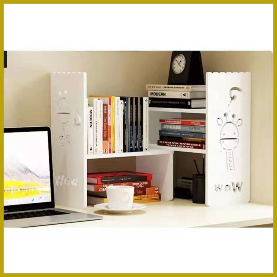 DIY Wooden White Book Folder Shelf Desktop Table Book Case Office ...