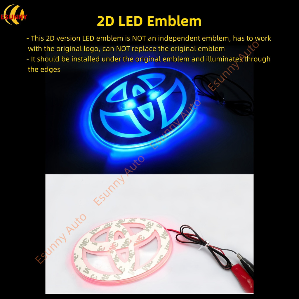 Toyota 5D & 2D Car LED Emblem Logo Badge Light - Fits Front or Rear ...