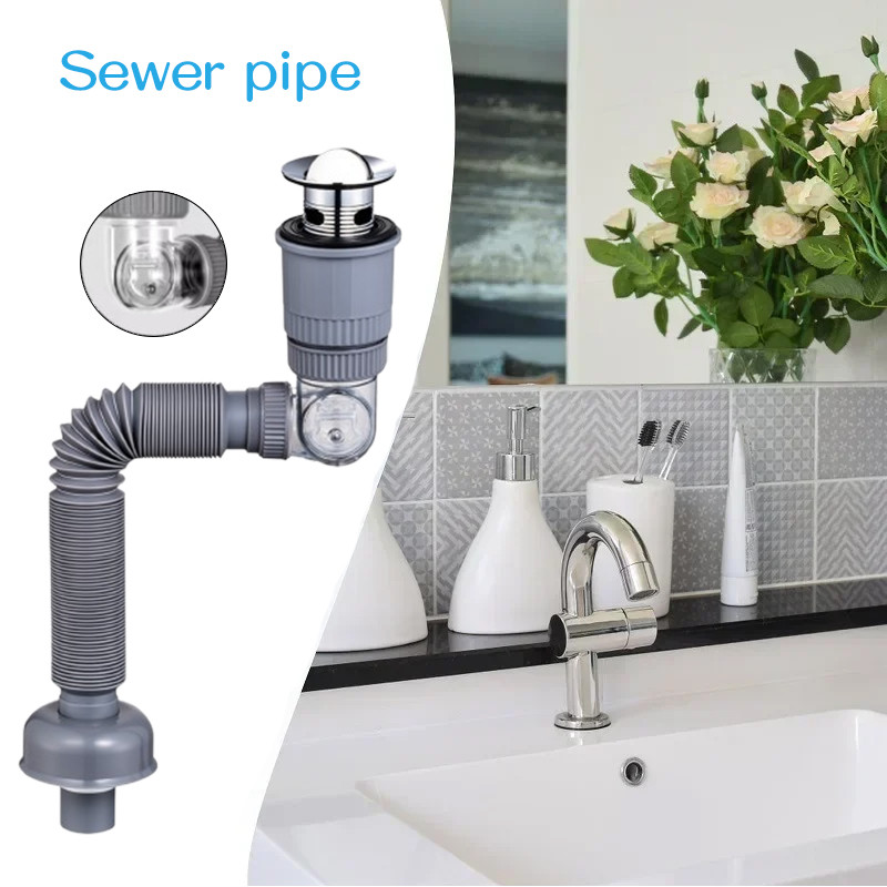 Stainless Steel Basin Odor Proof Drainage Pipe Set Drain Washbasin Sink ...