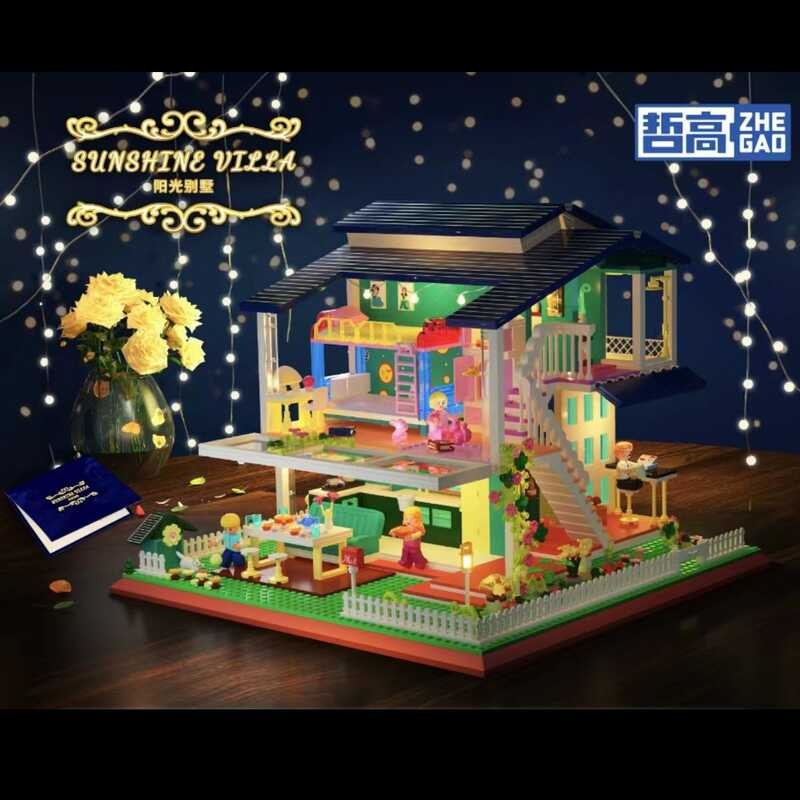 Zhegao Building Blocks Street View House Double Layered Sunshine Villa ...