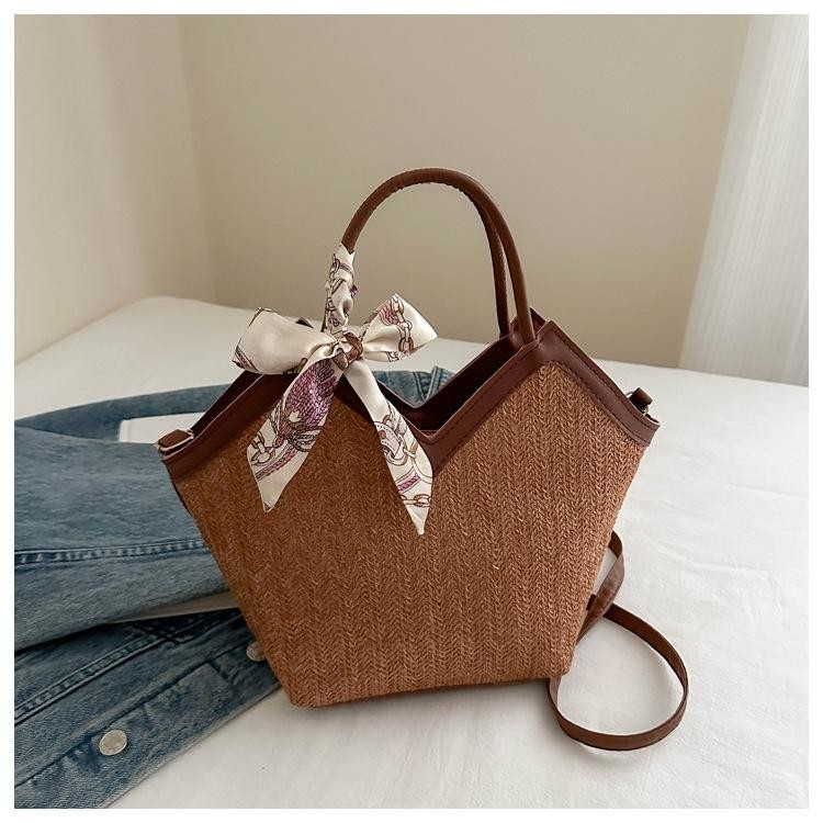 Dodo Single shoulder bag scarf straw holiday style beach style handbag ...