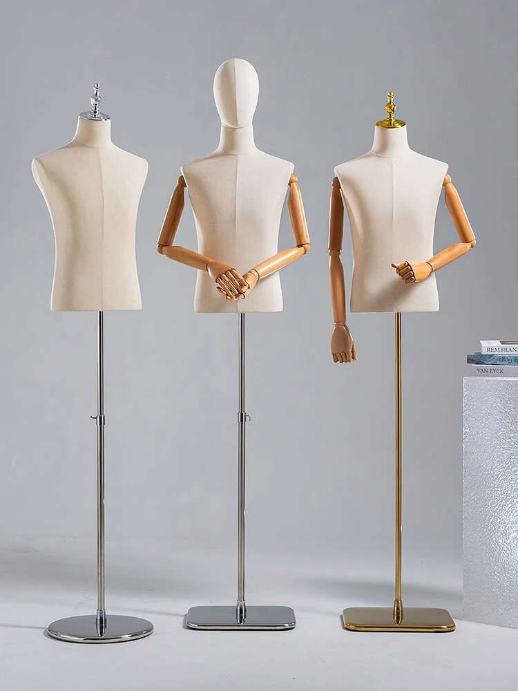 Trendy tindahan ng damit window display props lalaki kalahati mannequin ...