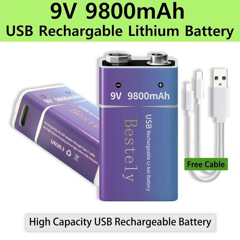 New 9V 9800mAh Li-ion Rechargeable Battery Long Lasting 9v Lithium ion ...