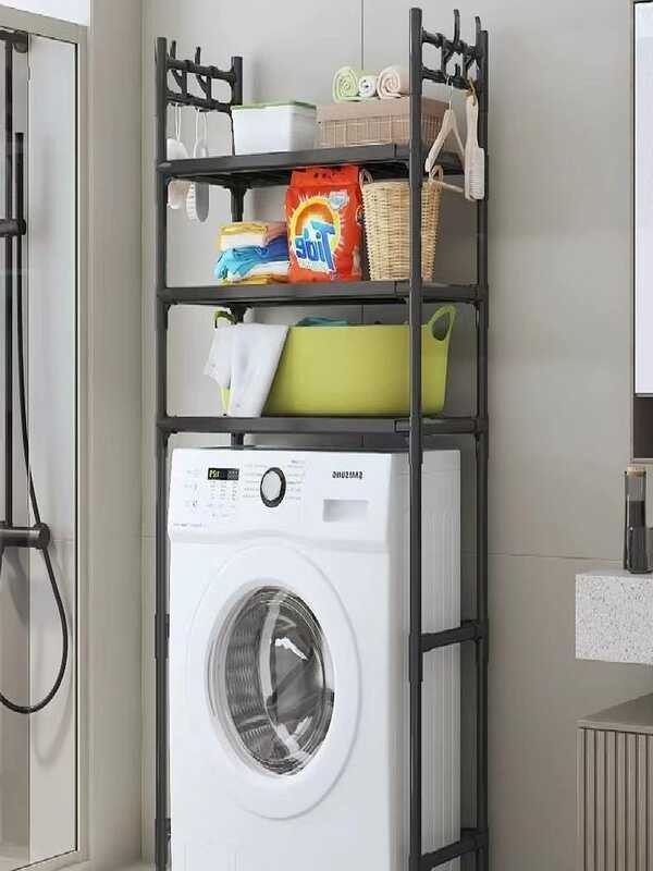 Toilet cabinet, washing machine storage above the drum, dryer stacking ...