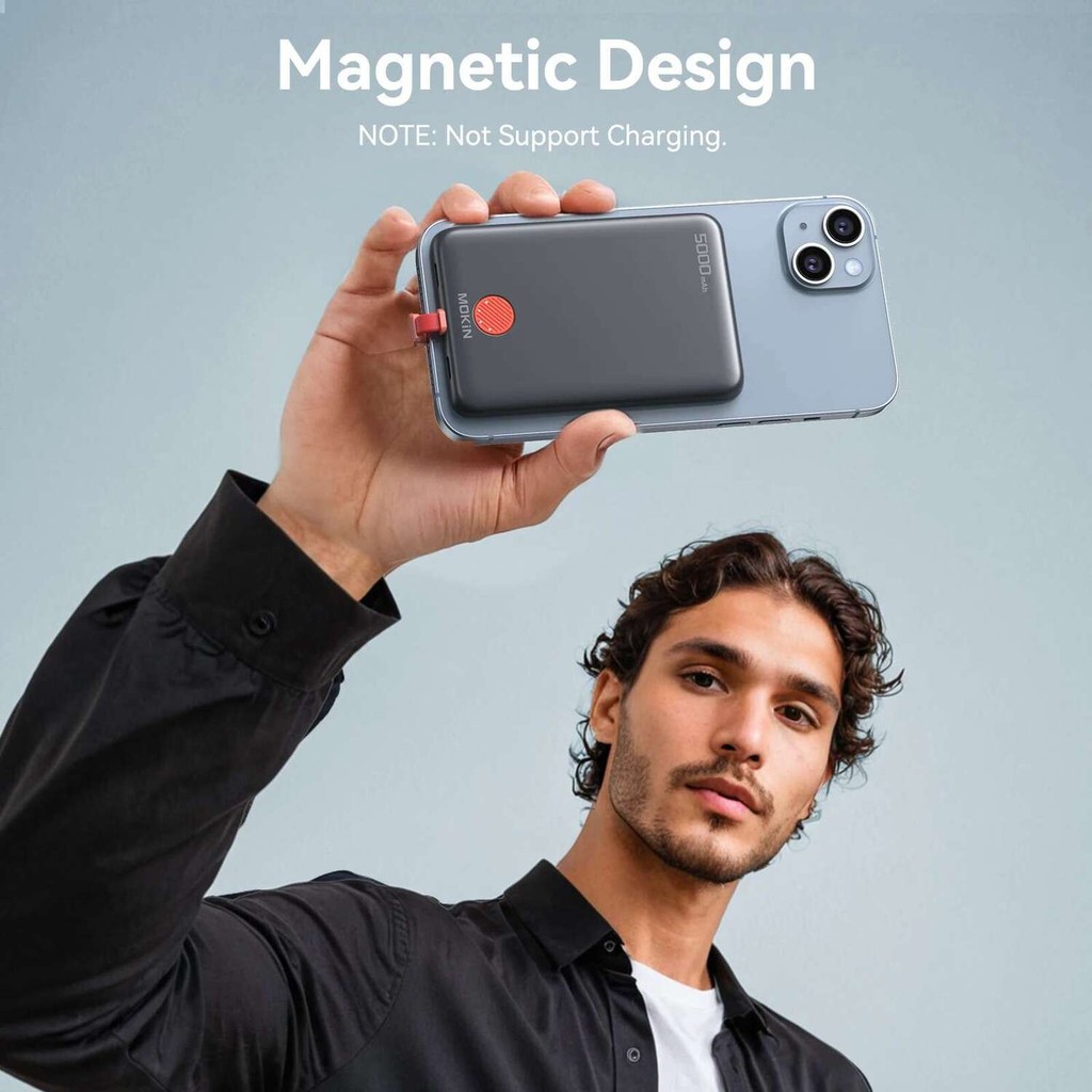 5000mAh MOKiN Magnetic Mini Power Bank PD3.0 Fast Charging Battery Pack ...