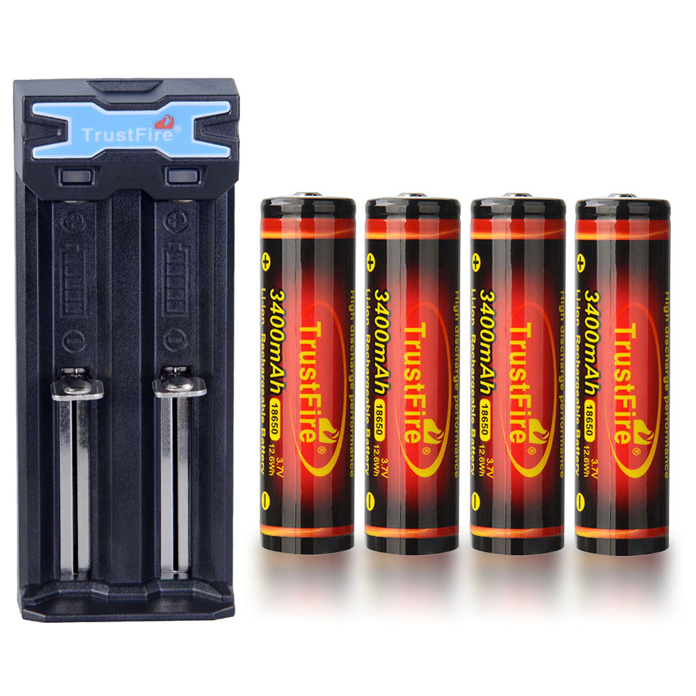 Trustfire 18650 3400Mah Rechargeable Battery 3.7V Li-Ion Batteries With ...
