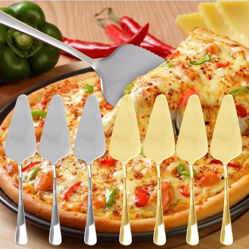 Silver Gold Stainless Steel Serrated Edge Cake Spatula Long Handled ...