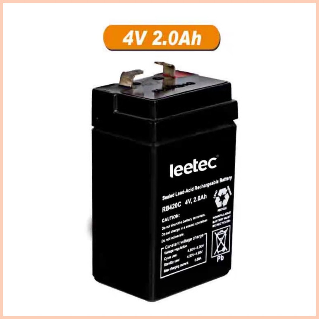 Rechargeable Battery Sealed Lead-Acid 4V 2.0Ah LEETEC RB420 | Shopee ...