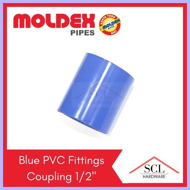 ☃ MOLDEX PVC Blue Fittings Coupling 1/2" 3/4" Sold per pack (50 pcs ...