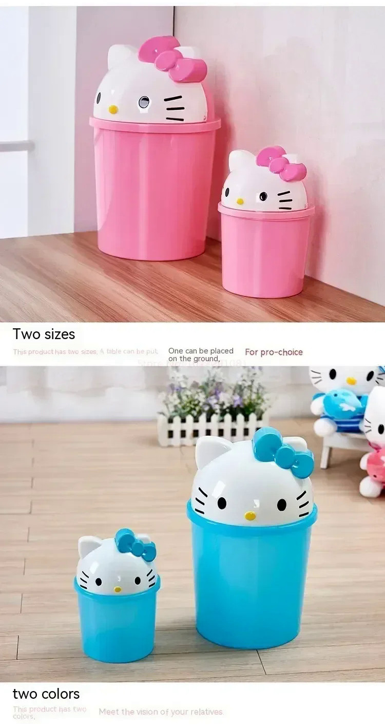 New Cute Hello Kitty Dustbin Trash Can Rubbish Bin Garbage Binsanrio ...