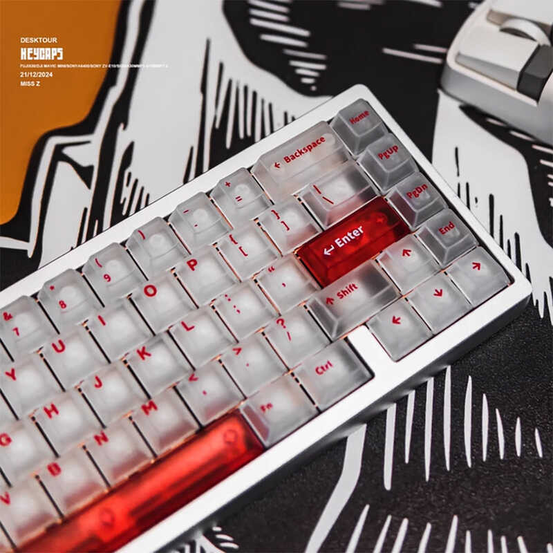 White Transparent Keycaps, Fog Transparent Mechanical Keyboard Keycaps ...