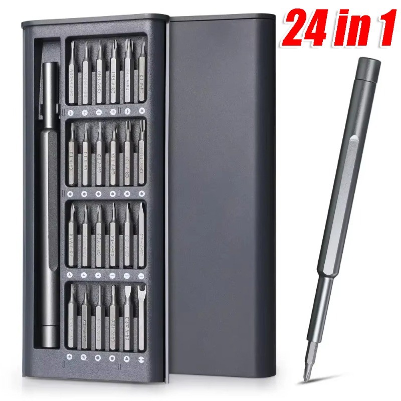 Versatile 24-in-1 Screwdriver Kit, Magnetic Bits for Phillips, Torx ...