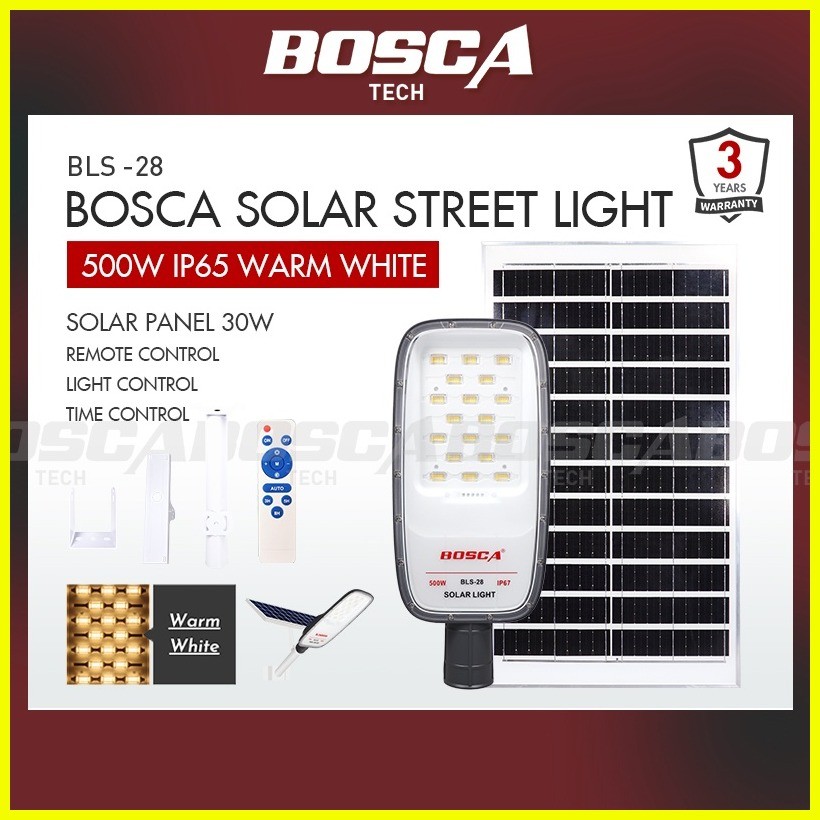 BOSCA Solar Street Light 500W BLS-28 IP65 Light control 30w solar panel ...