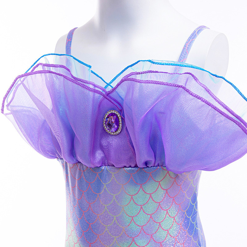 Princess Ariel Blue Purple Dress For Kids Girl Little Mermaid Fishtail ...