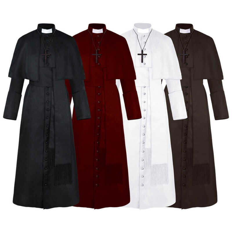Roman Cassock Clergyman Vestments Medieval Ritual Wizard Black Priest ...