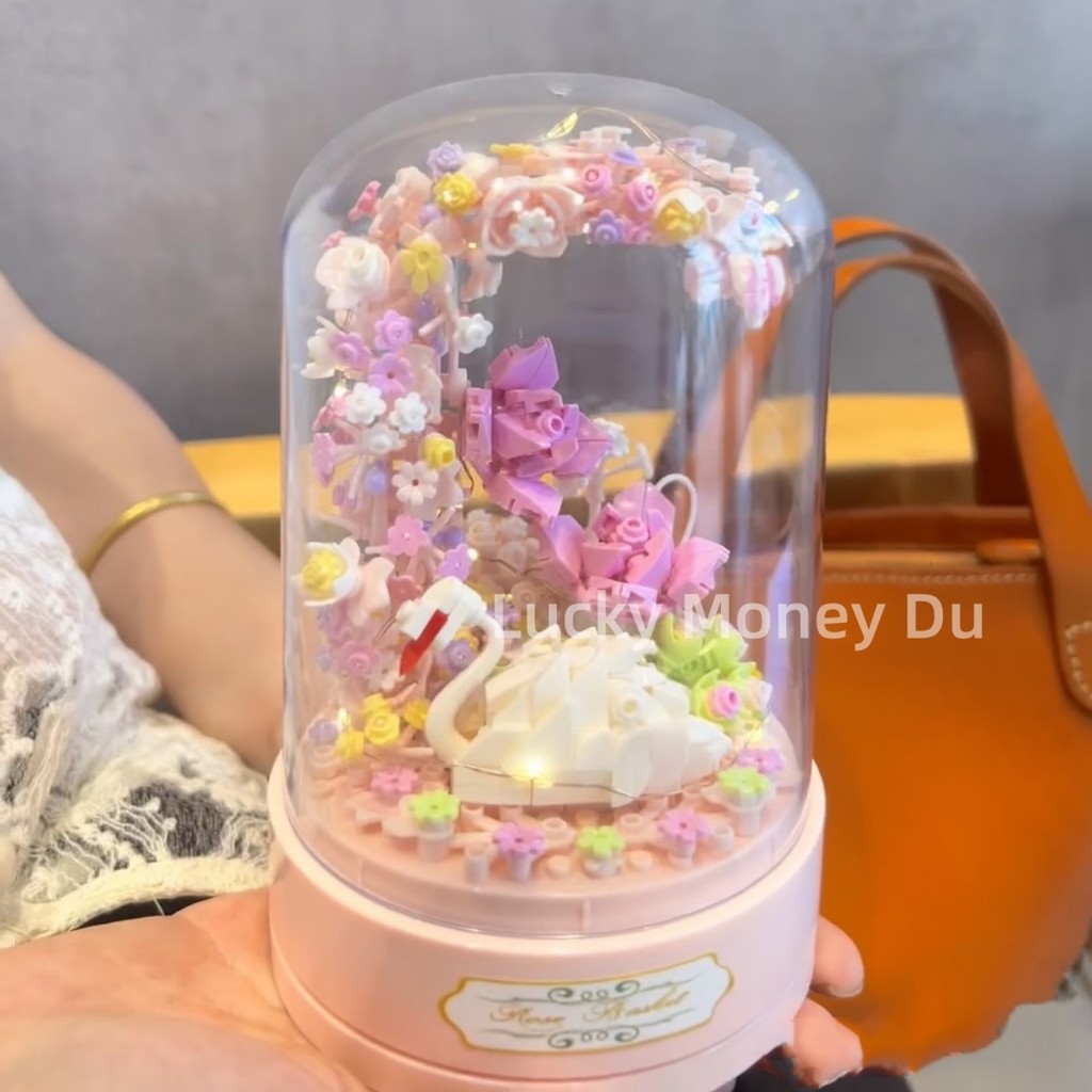 Building Blocks Preserved Fresh Flower Music Box Good-looking Handmade ...