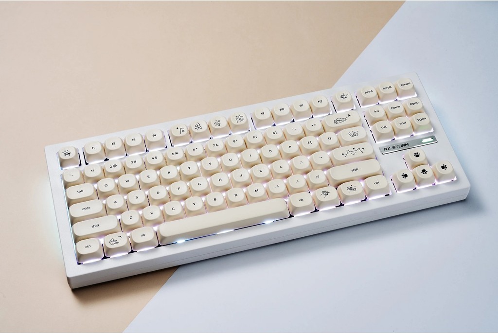 Milky Cat Keycap MOA Profile 124 Keys PBT Dye Sublimation Mechanical ...