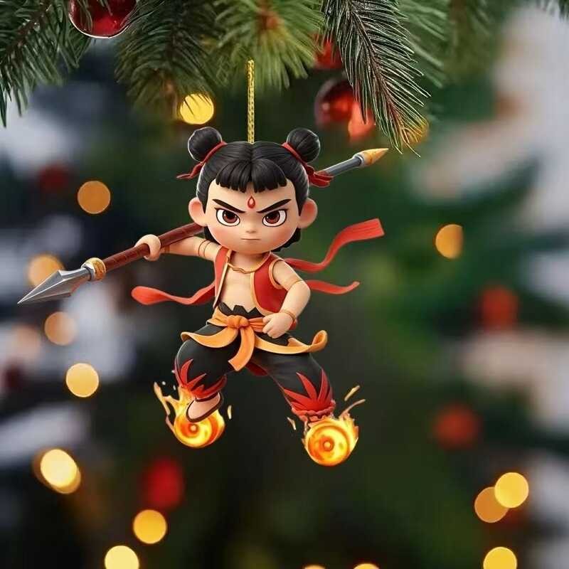 Magic Nezha 2D Children's Sea Series Keychain Backpack Pendant Nezha Ao ...