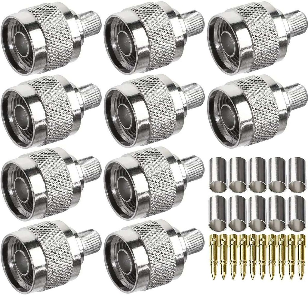 Crimp Male N Type Jack Coax Straight Connector Low Loss 50 ohm for 5D ...