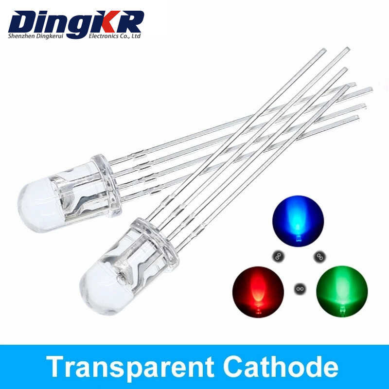 LED 100pcs 5mm Cathode Common Anode Tri-Color Emitting Diodes f5 RGB ...