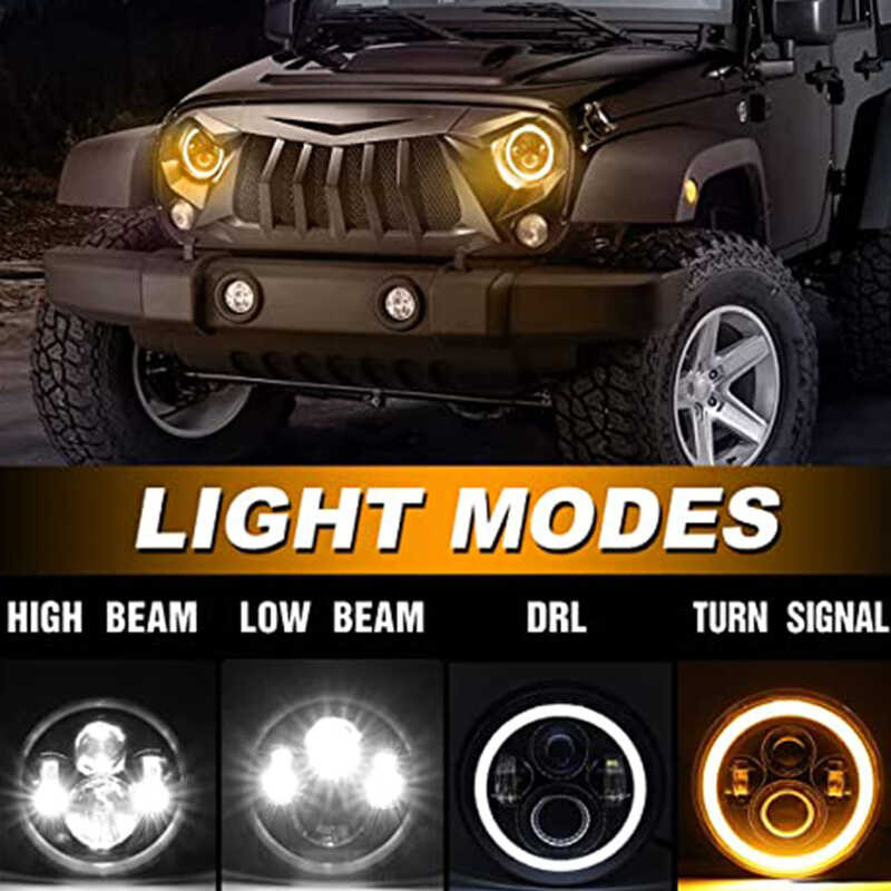 Headlight 7Inch Car 75W Work Light Spot Round LED Light For Urban 4X4 Suzuki Samurai Jeep Wran ...