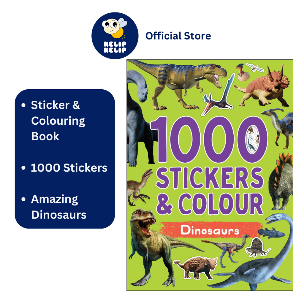 Dinosaurs 1000 Stickers & Colouring Book For Kids To Color With Over ...