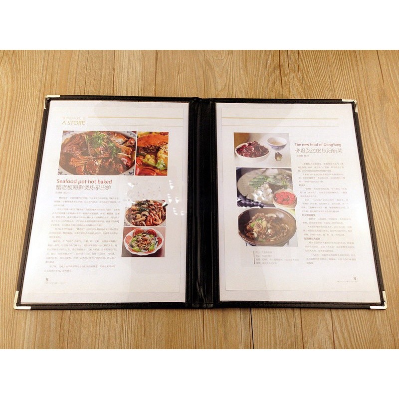 Menu Cover Cook Book Transparent Holder 3/4 Page A4 Size Menu Book ...