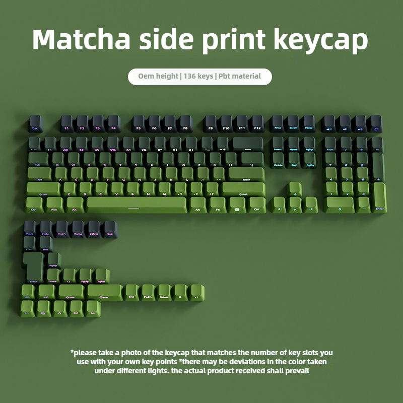 【Local Delivery】Matcha Side Print Keycap OEM Profile Shine Through PBT ...