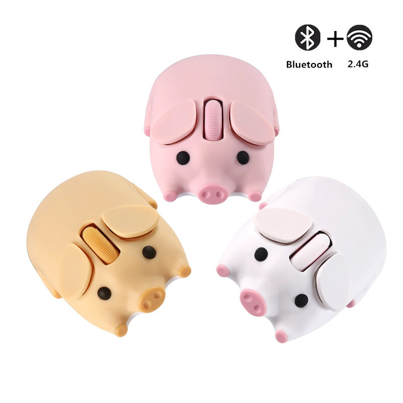 Wireless Mouse Portable Bluetooth dual-mode Cute Cartoon Pig Design ...