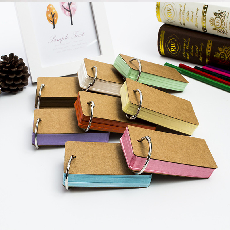 50pcs 3*5inch Binder Memo Book Kraft Paper Binder Ring Flip Cards ...