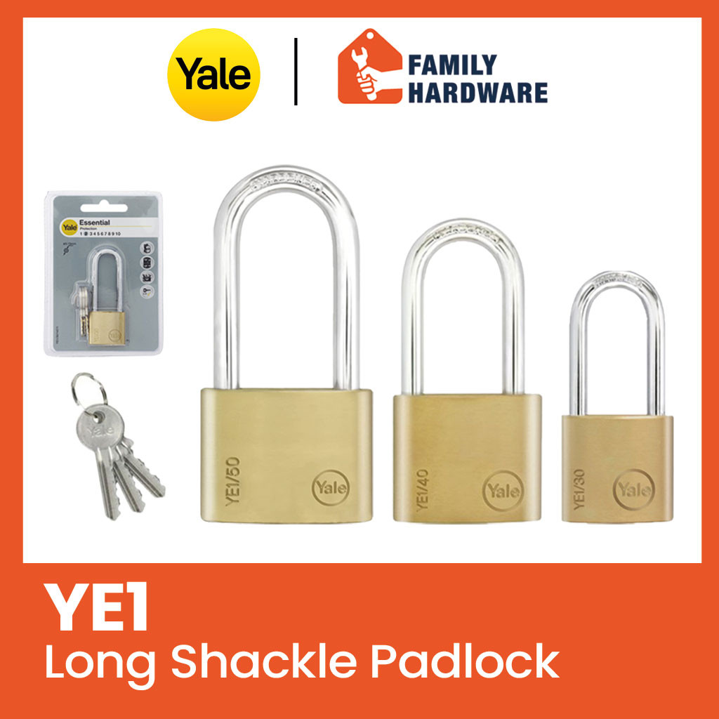 YALE 30mm 40mm 50mm Essential Series Long Shackle YE1/30/132/1 YE1/40 ...