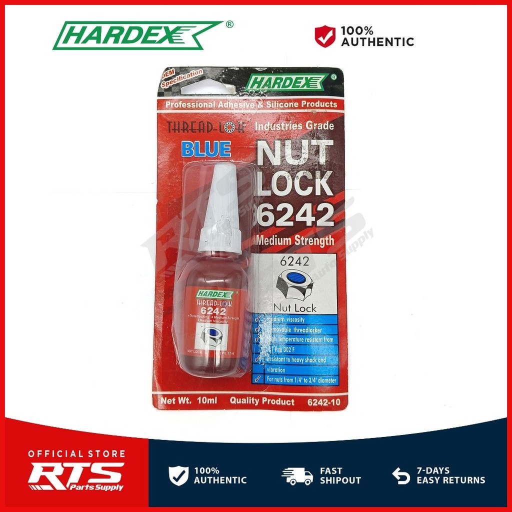 Hardex Threadlock Blue Nut Lock Adhesive 10ml ( Medium Strength 6242 ...