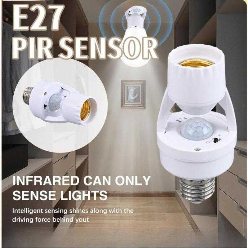 C90 AC 110-220V E27 Induction Lamp Holder 360 Degree Pir Motion Sensor ...