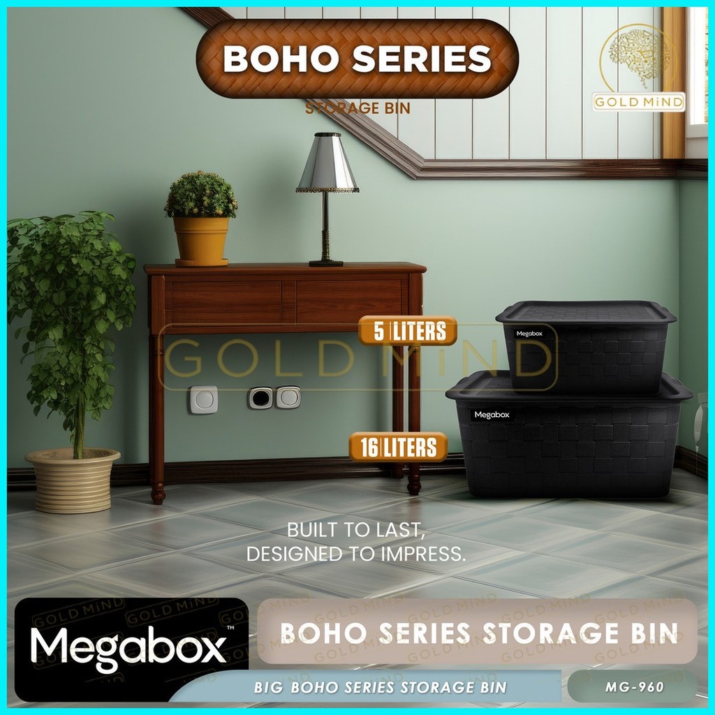 Megabox RT BOHO Series Big Storage MG-961 16 Liters -Gold Mind | Shopee ...