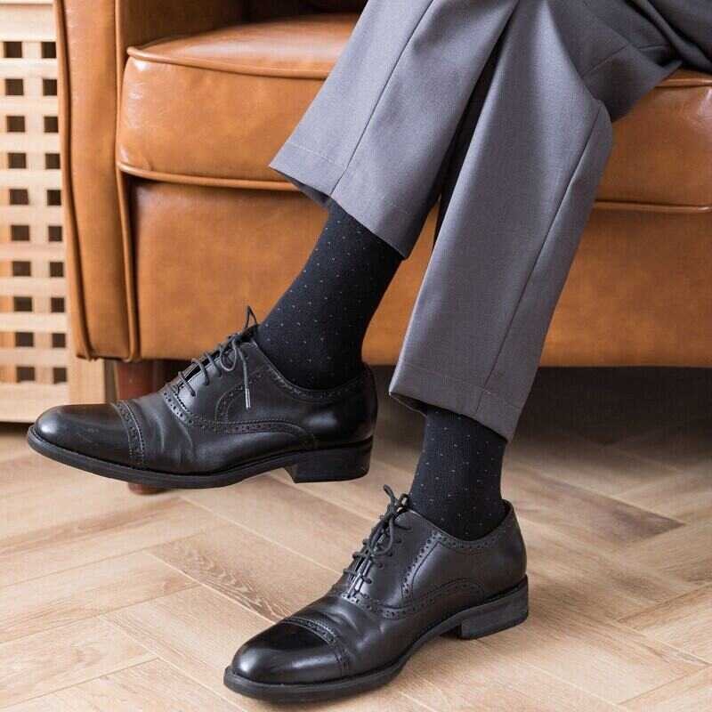 Soc Men's Black Stockings Autumn Guest Look Business Leather Shoes Tube ...