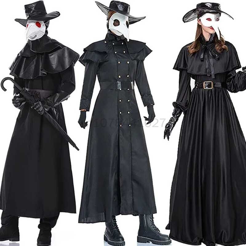 Lalaki Kababaihan Halloween Medieval Hooded Robe Plague Doctor Costume ...
