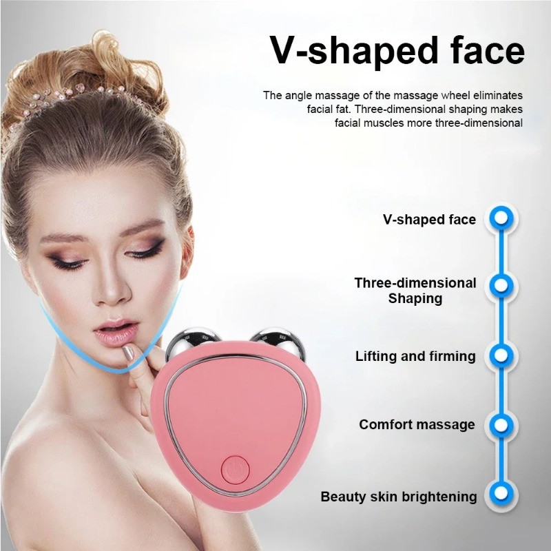 EMS Mini Facial Massager Slimming Double Chin Microcurrent Face Lift ...