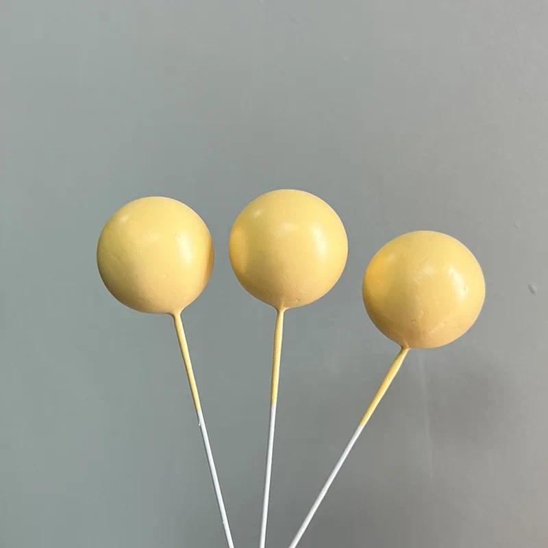 50Pcs Boho Cake Toppers Blush Pink Yellow Balls Daisy Flowers Cake ...